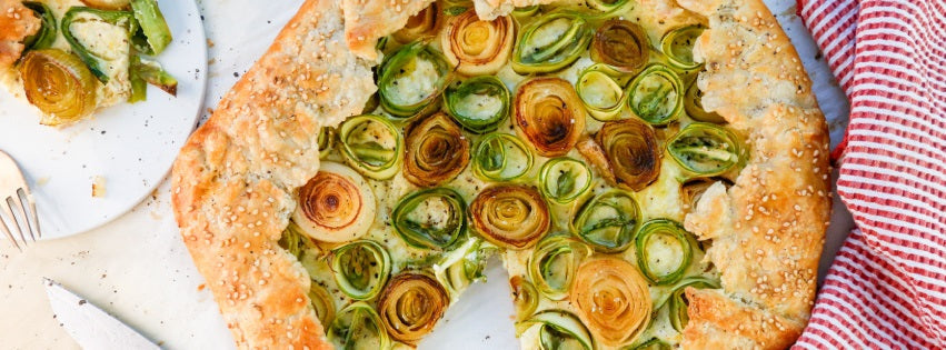 Spring Leek and Asparagus Galette with Roasted Garlic and Lemon Ricott